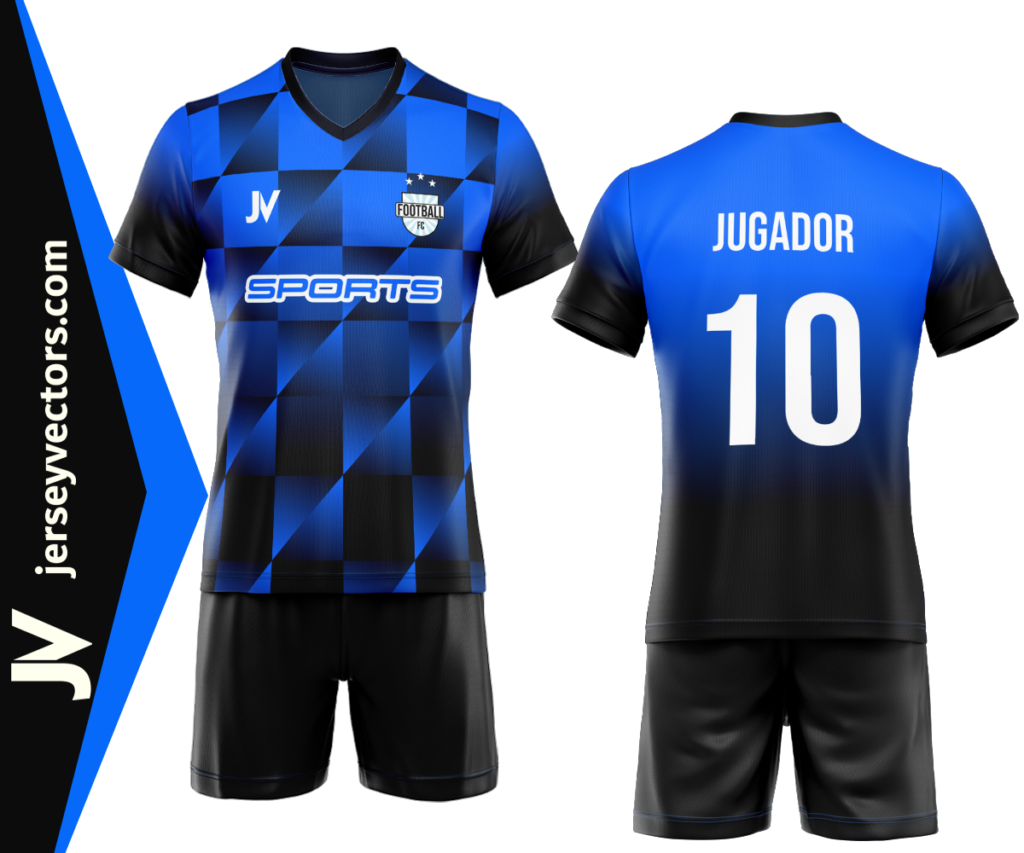 Jersey Vector Negro Azul Degrade › jerseyvectors.com